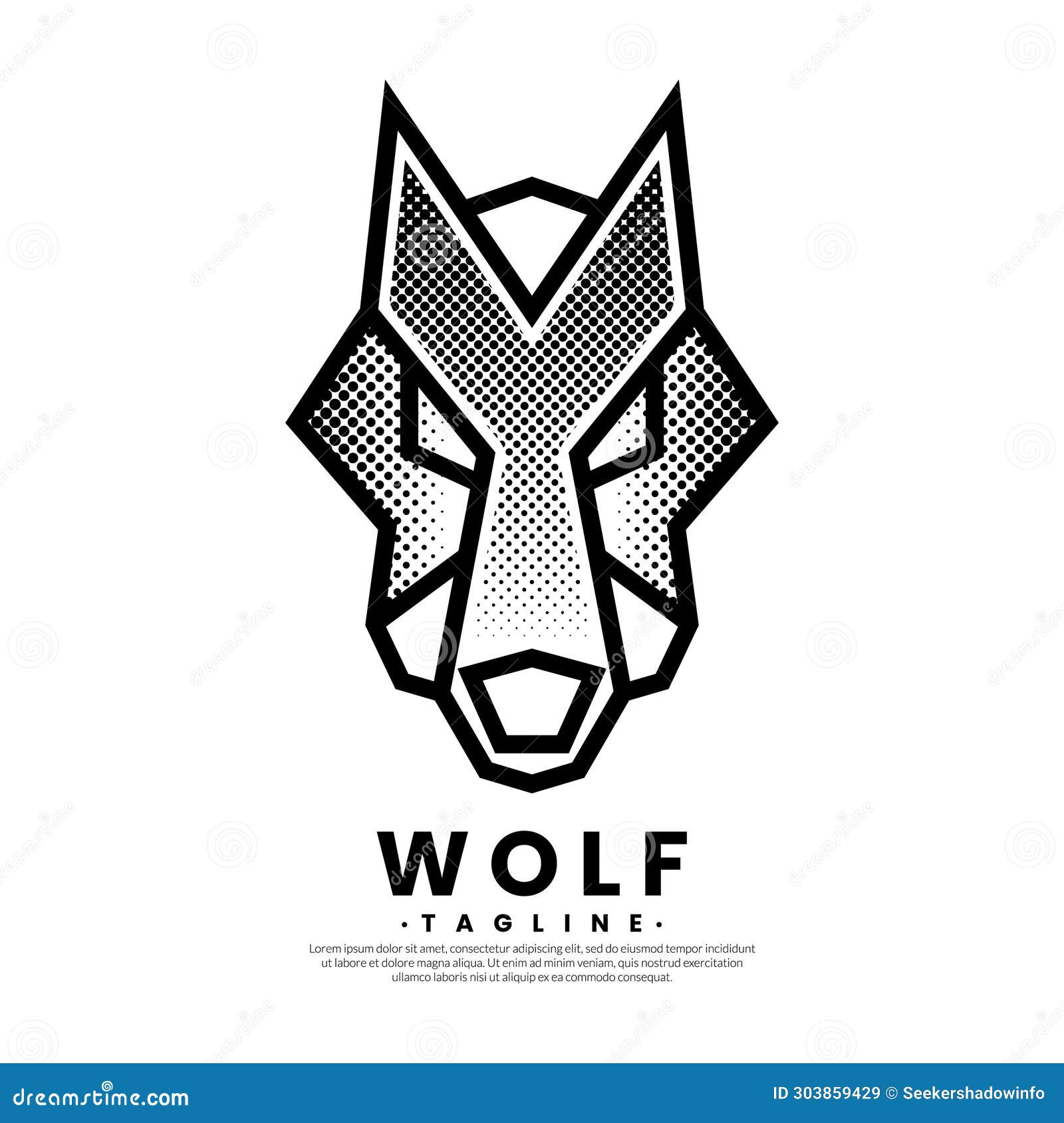 Polygonal Linear Animal Wolf Head. Geometric Art, Halftone Texture ...