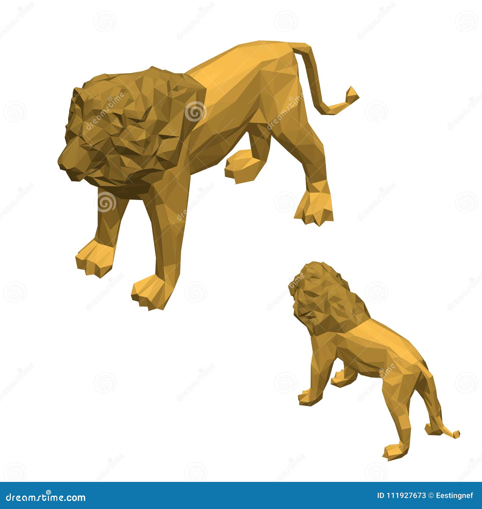Polygonal Lion. Isolated on White Background. 3D Vector Illustration ...