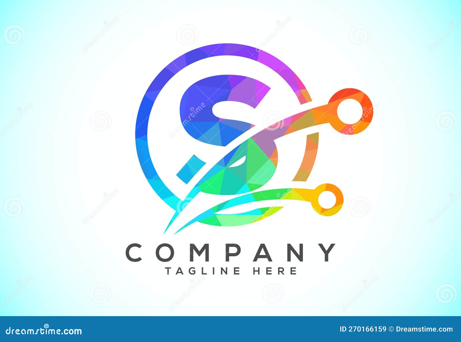 Polygonal Low Poly S Alphabet in a Circle with Technology Sign Symbol ...