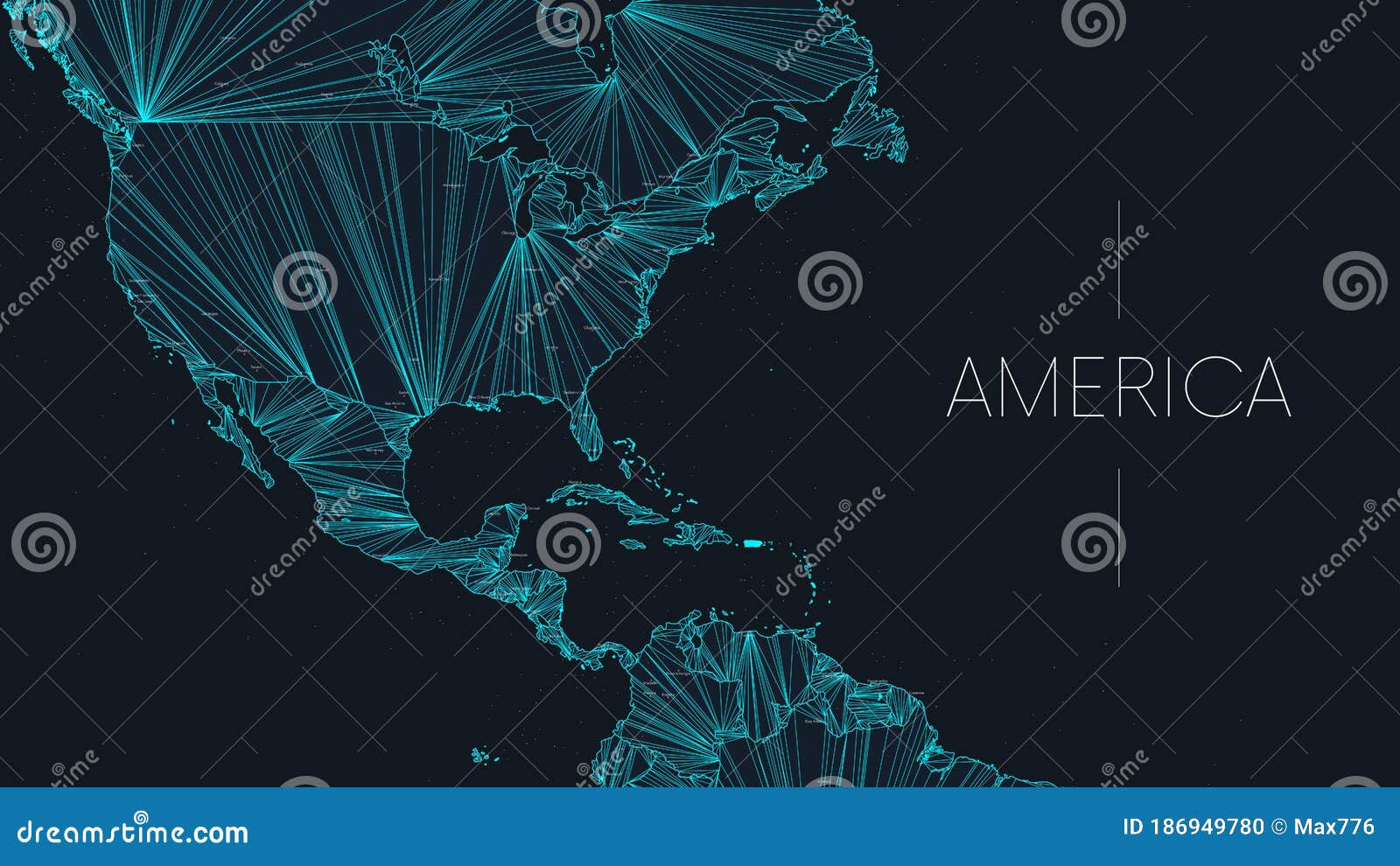 Polygonal Map of the American Continent with Nodes Linked by Lines ...
