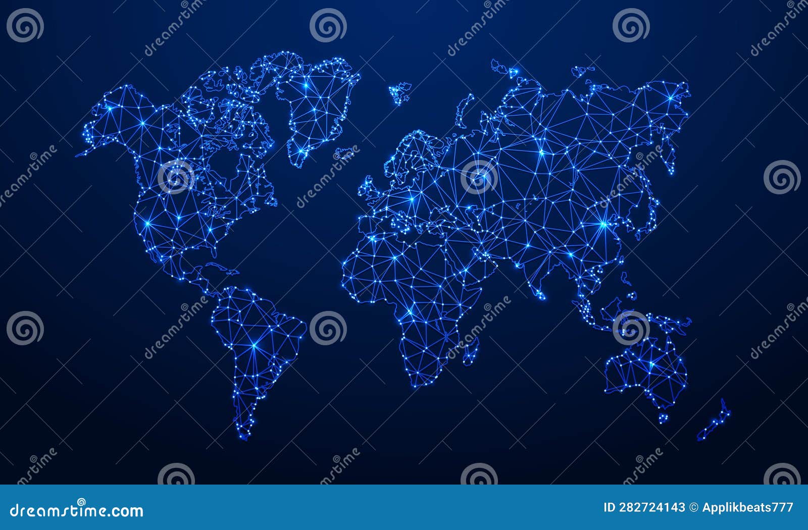 Polygonal Map. Digital Globe Map, Blue Polygons Earth Maps and World ...
