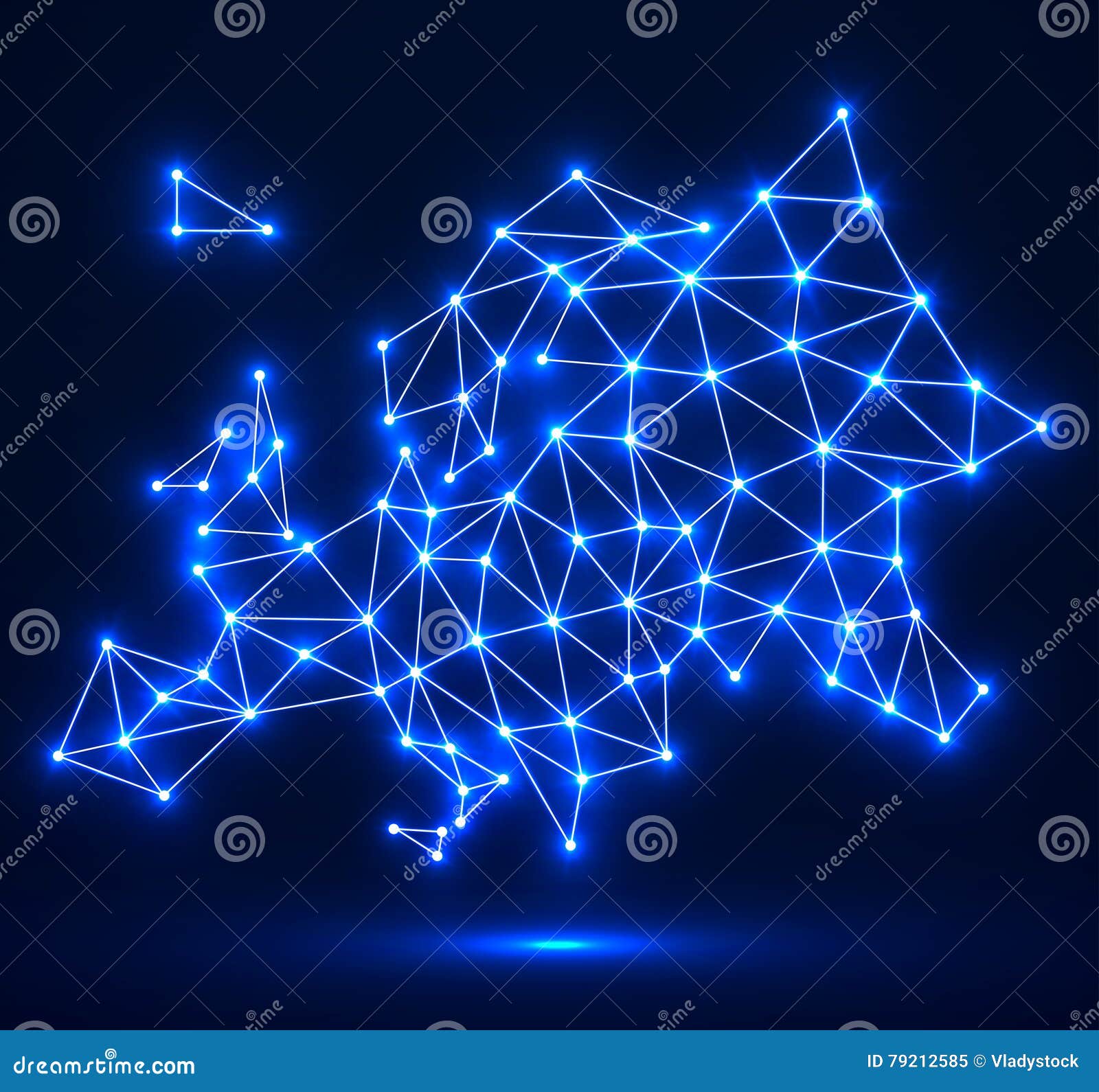 Europe Map With Glowing Particles. Luminous Background Vector ...