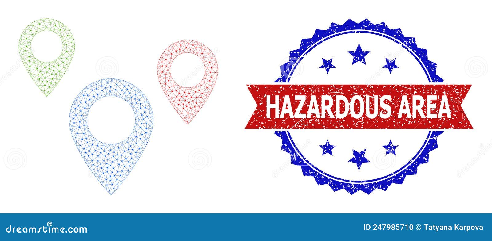 Polygonal Mesh Map Objects Icon and Unclean Bicolor Hazardous Area ...