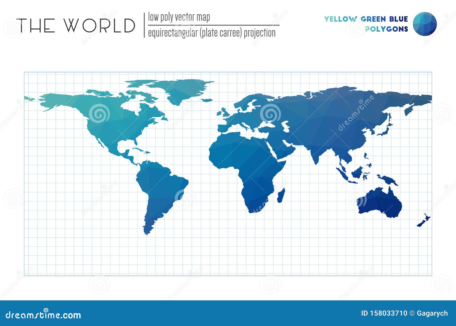 World Map. Equirectangular Plate Carree. Vector Illustration ...