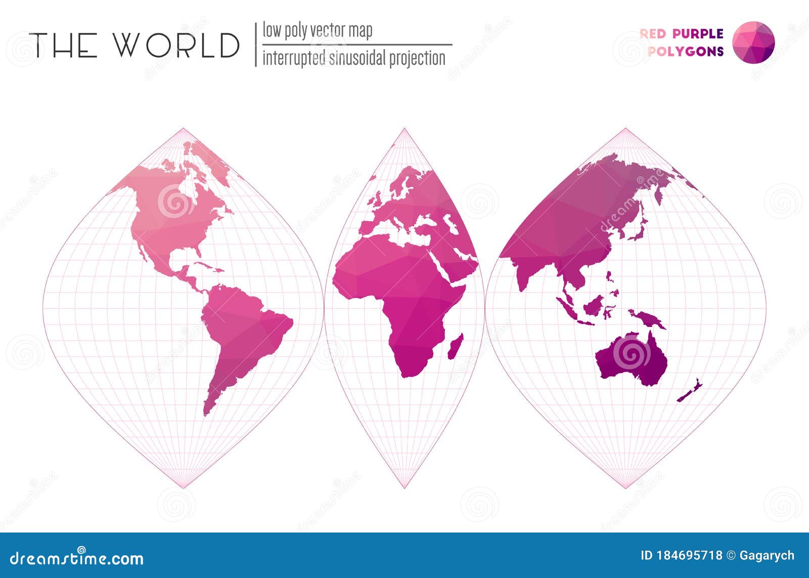 World Map. Interrupted Sinusoidal Projection. Vector Illustration ...