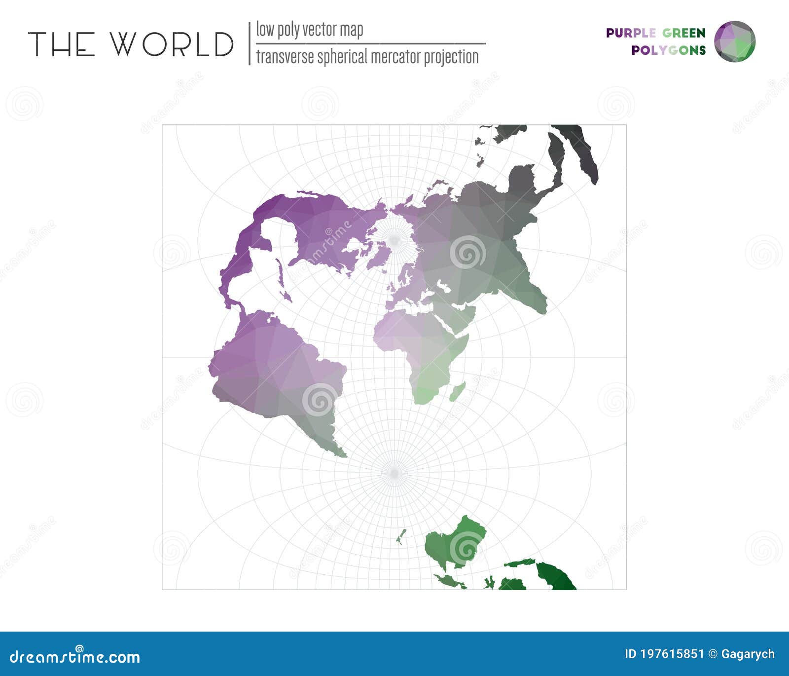 World Map. Transverse Spherical Mercator. Vector Illustration ...