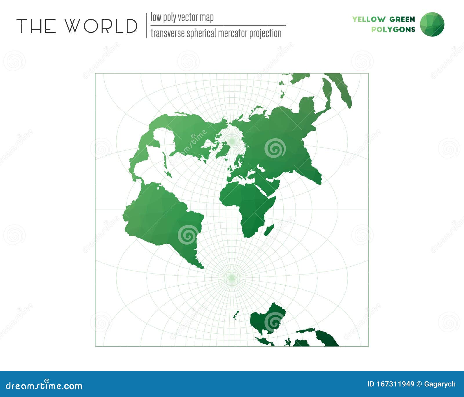 World Map. Transverse Spherical Mercator. Vector Illustration ...