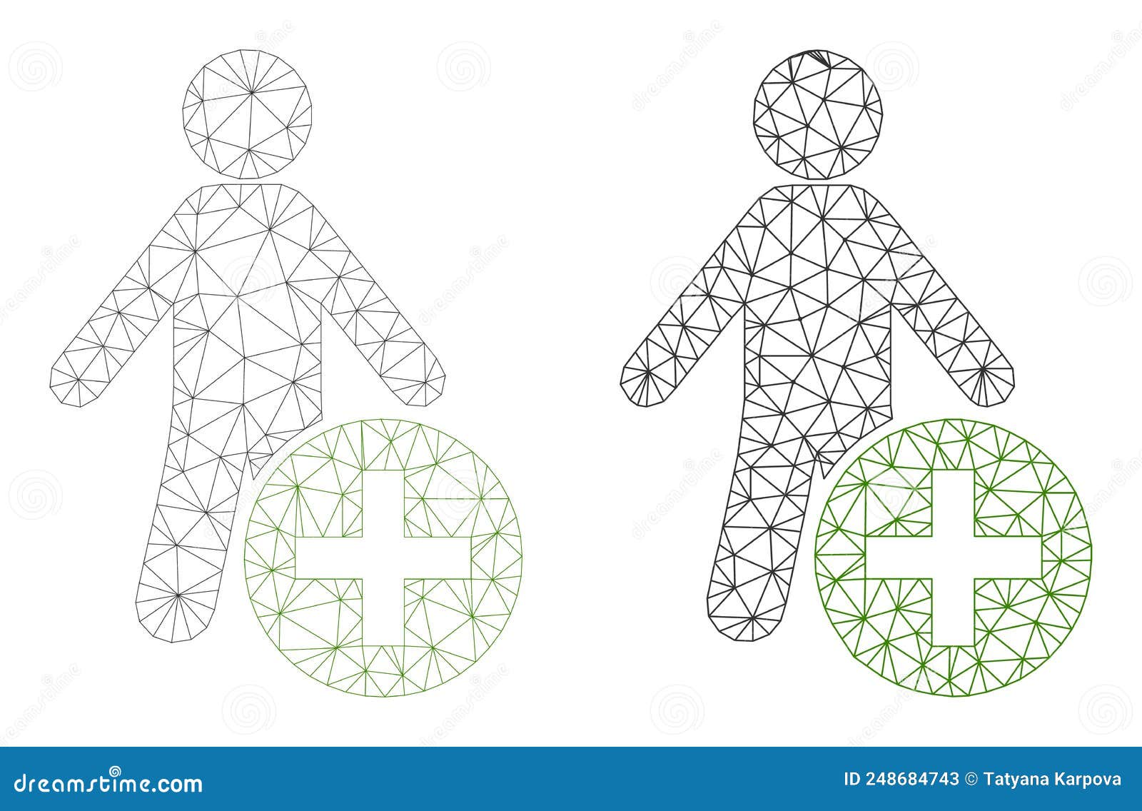 Mesh Add Man Icon Variants in Polygonal Carcass Vector Style Stock ...