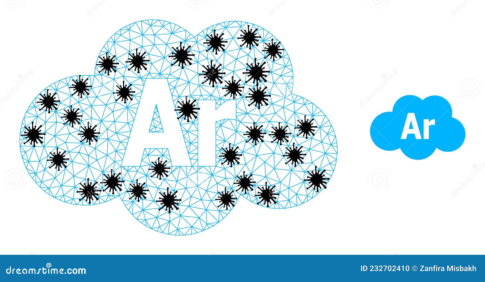 Polygonal Mesh Argon Cloud Pictograms with Covid Centers Stock Vector ...