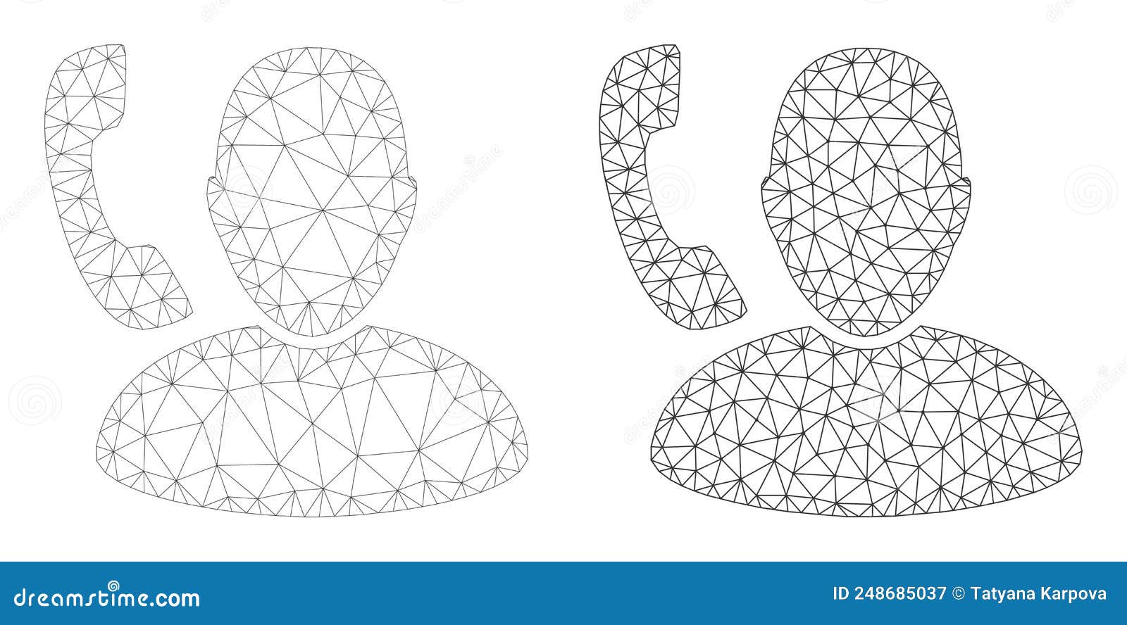 Mesh Call Manager Icon Variants in Polygonal Flat Vector Style Stock ...