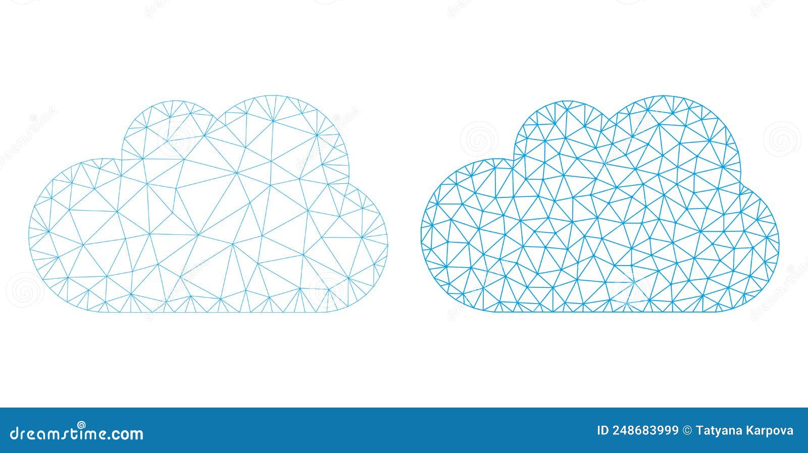 Mesh Cloud Icon Versions in Polygonal Wire Frame Vector Style Stock ...