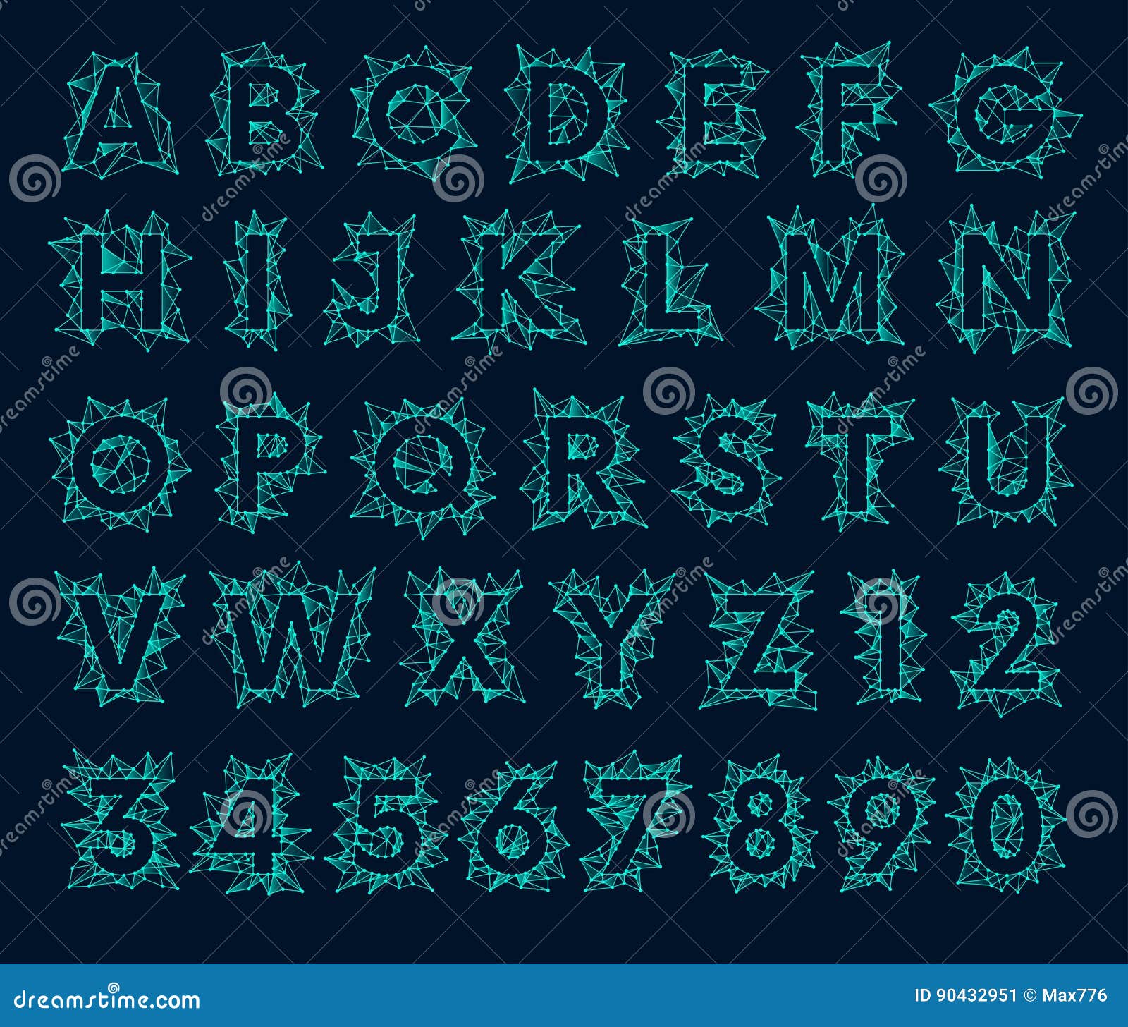 Polygonal Mesh Font, Futuristic Low Poly Alphabet Stock Vector ...