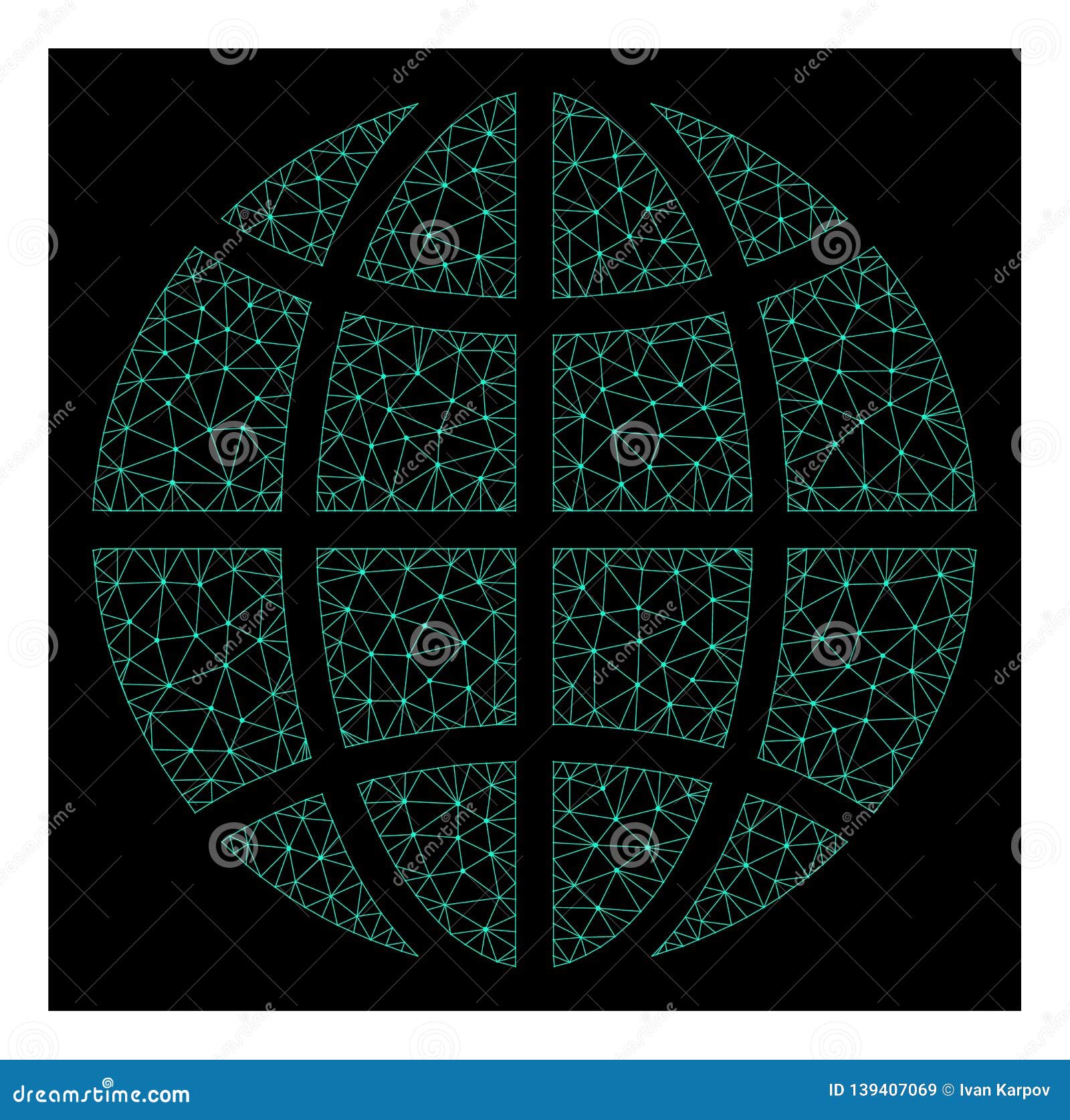 Mesh Globe in Polygonal Wire Frame Vector Style Stock Vector ...