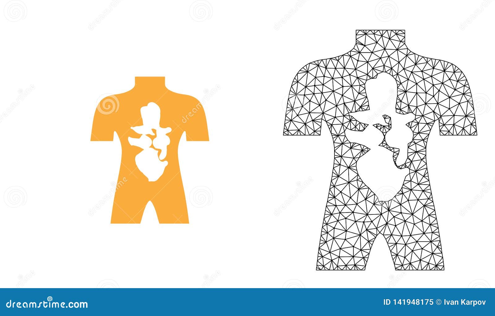 Vector 2D Mesh Human Anatomy and Flat Icon Stock Vector - Illustration ...