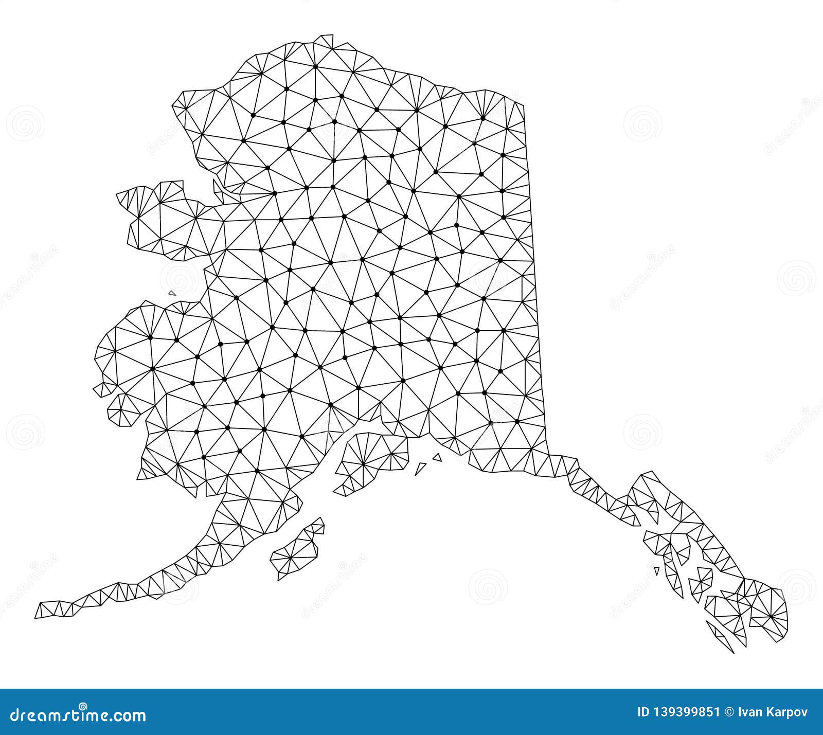 Polygonal Network Mesh Vector Map of Alaska State Stock Vector ...