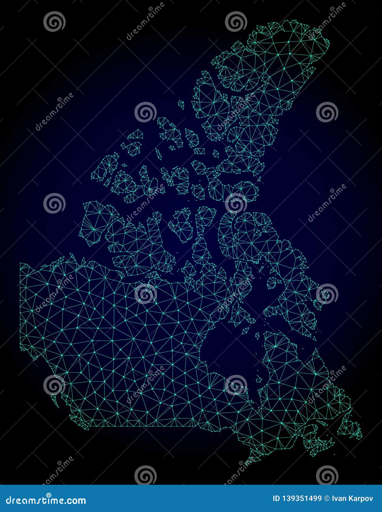 Polygonal Wire Frame Mesh Vector Map of Canada Stock Vector ...