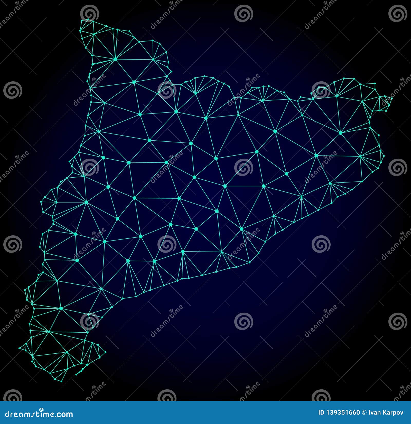 Polygonal 2D Mesh Vector Map of Catalonia Stock Vector - Illustration ...
