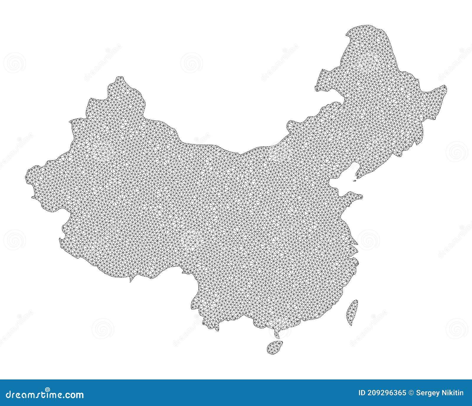 Polygonal Network Mesh High Detail Raster Map of China Abstractions ...