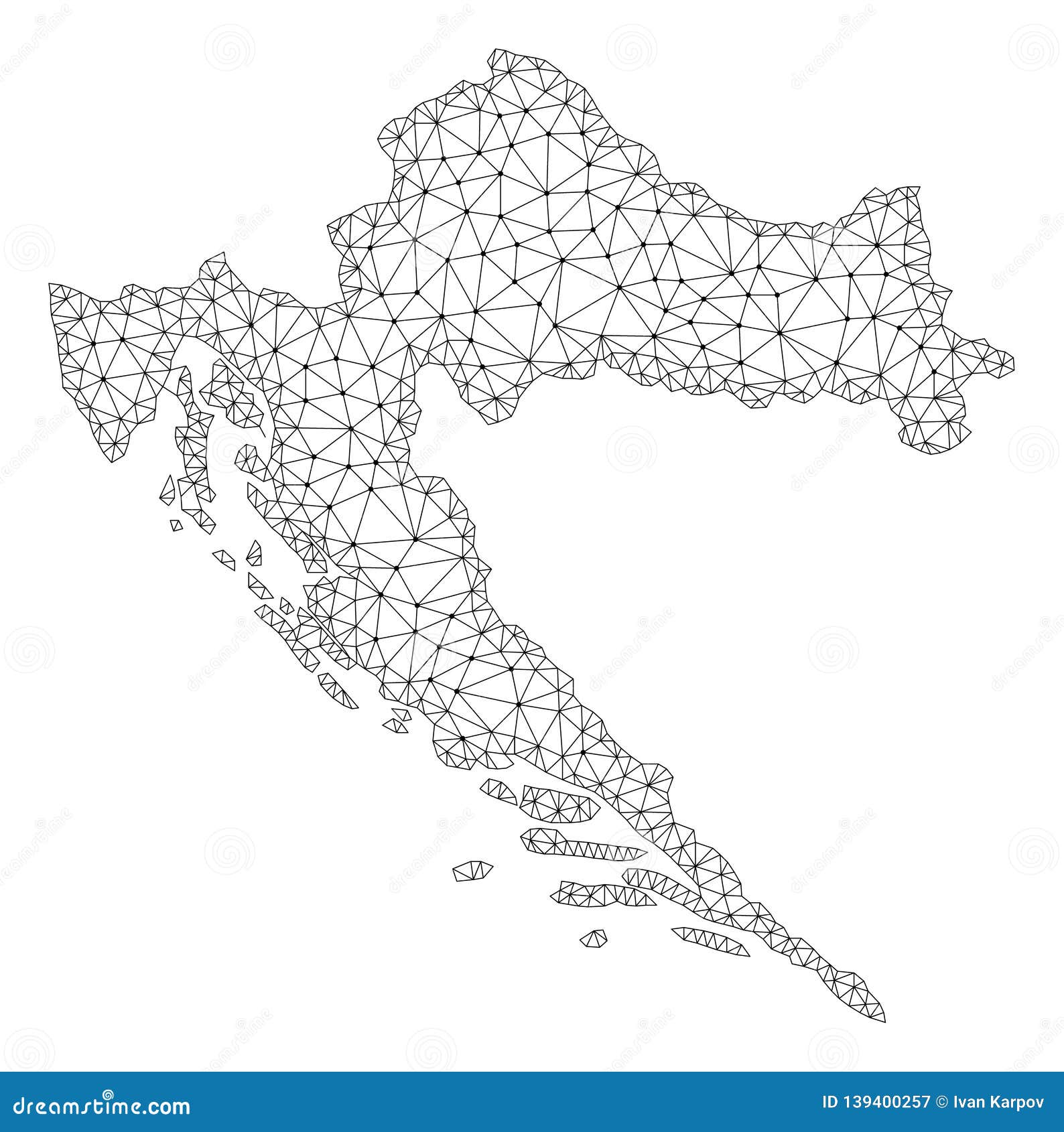 Polygonal Network Mesh Vector Map of Croatia Stock Vector ...
