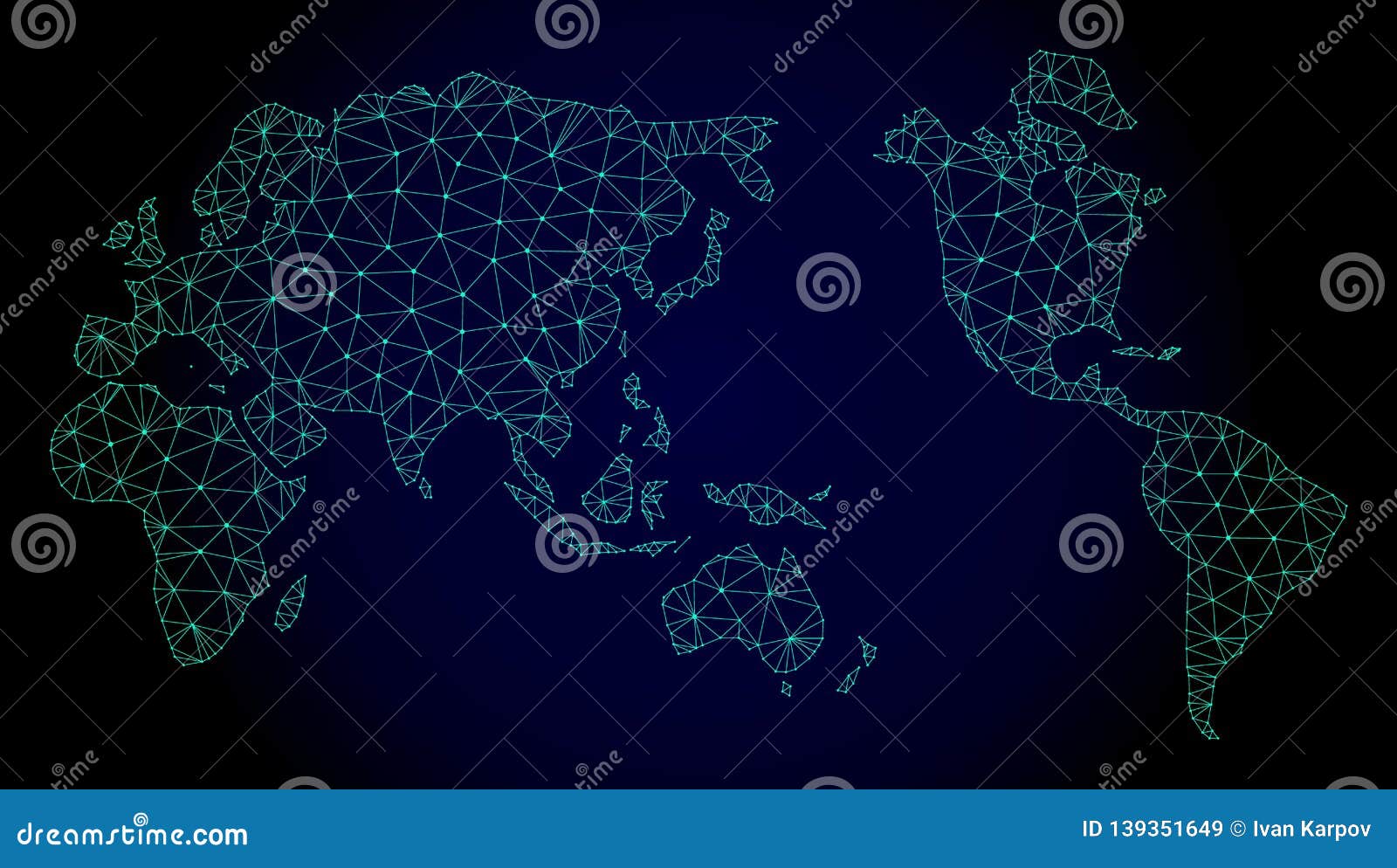 Polygonal 2D Mesh Vector Map of Earth Stock Vector - Illustration of ...