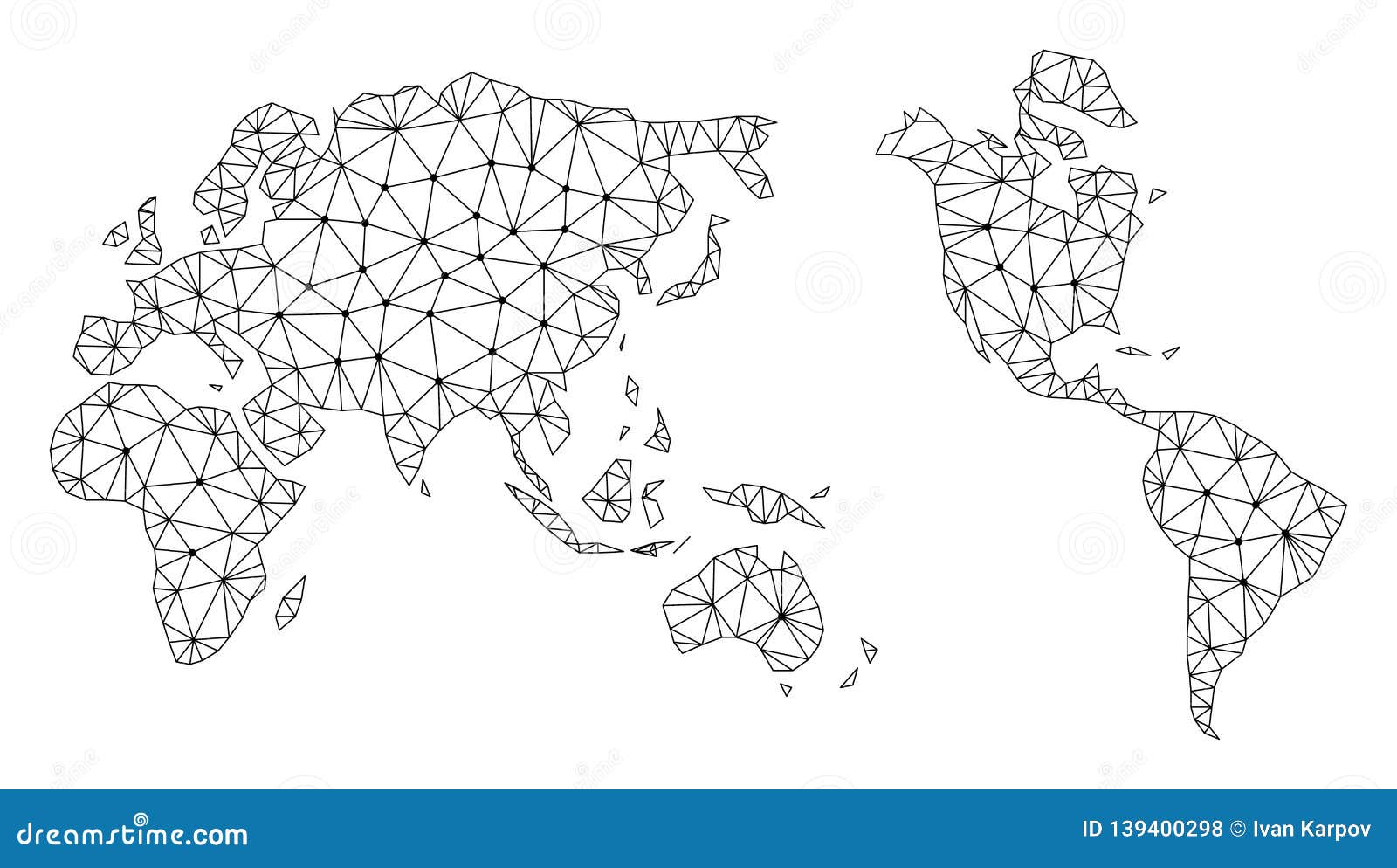 Polygonal 2D Mesh Vector Map of Earth Stock Vector - Illustration of ...