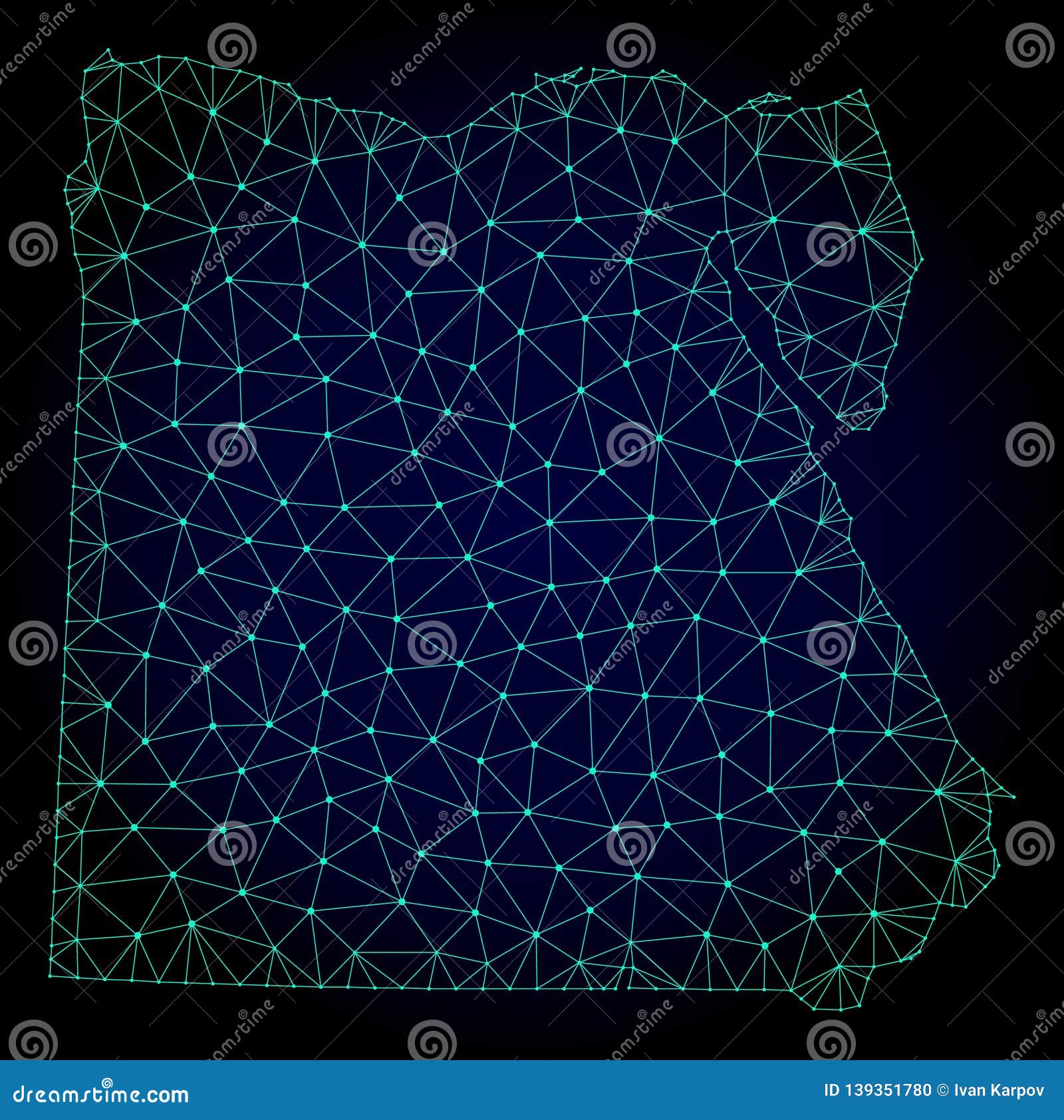 Polygonal Network Mesh Vector Map of Egypt Stock Vector - Illustration ...