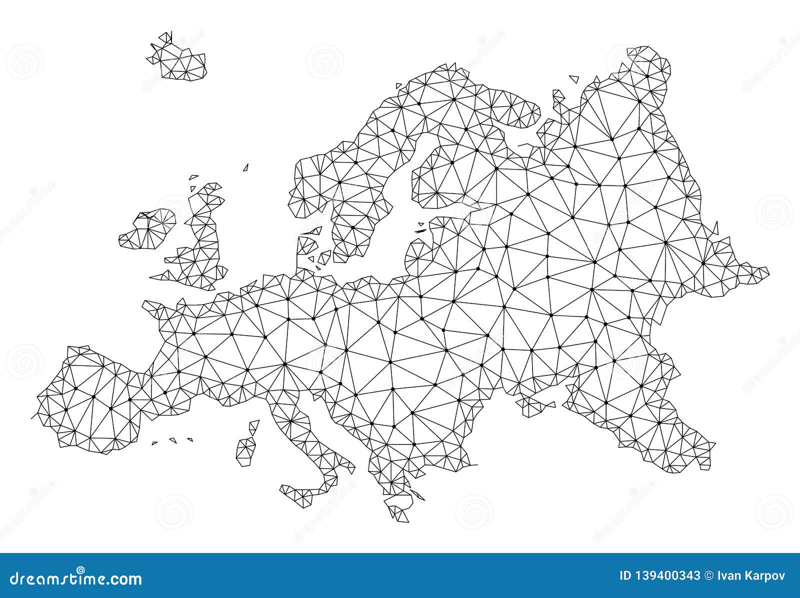 Polygonal Wire Frame Mesh Vector Map of Europe Stock Vector ...