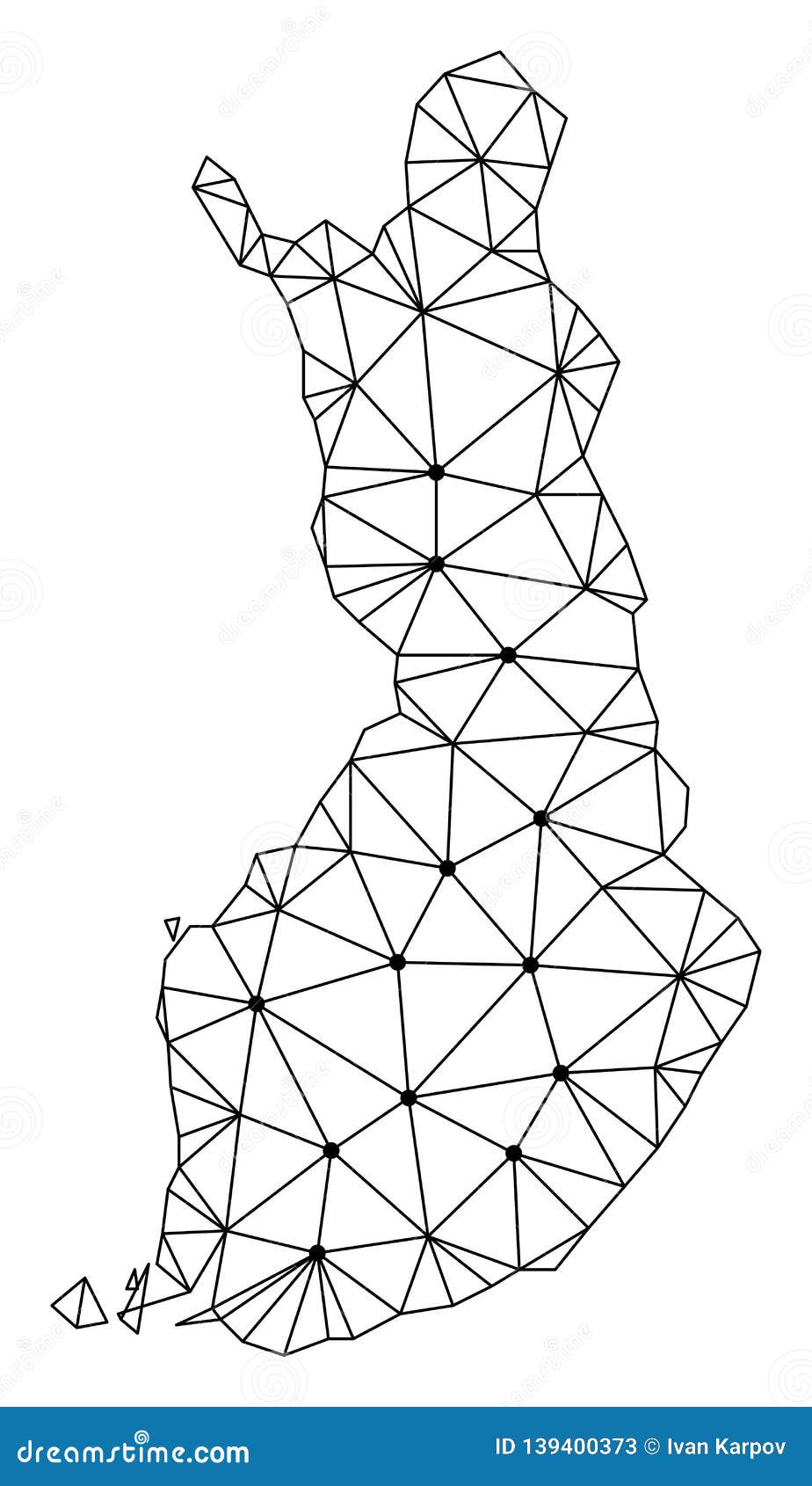 Polygonal Carcass Mesh Vector Map of Finland Stock Vector ...