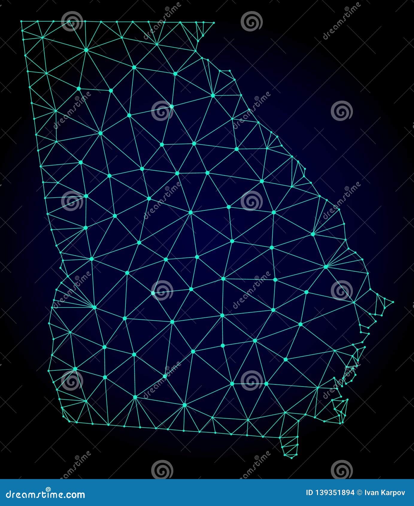 Polygonal Carcass Mesh Vector Map of Georgia State Stock Vector ...