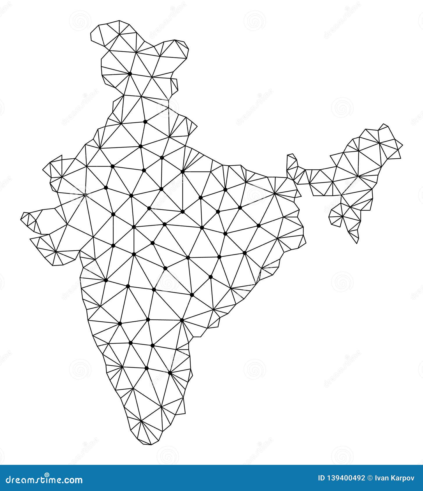 Polygonal Wire Frame Mesh Vector Map of India Stock Vector ...