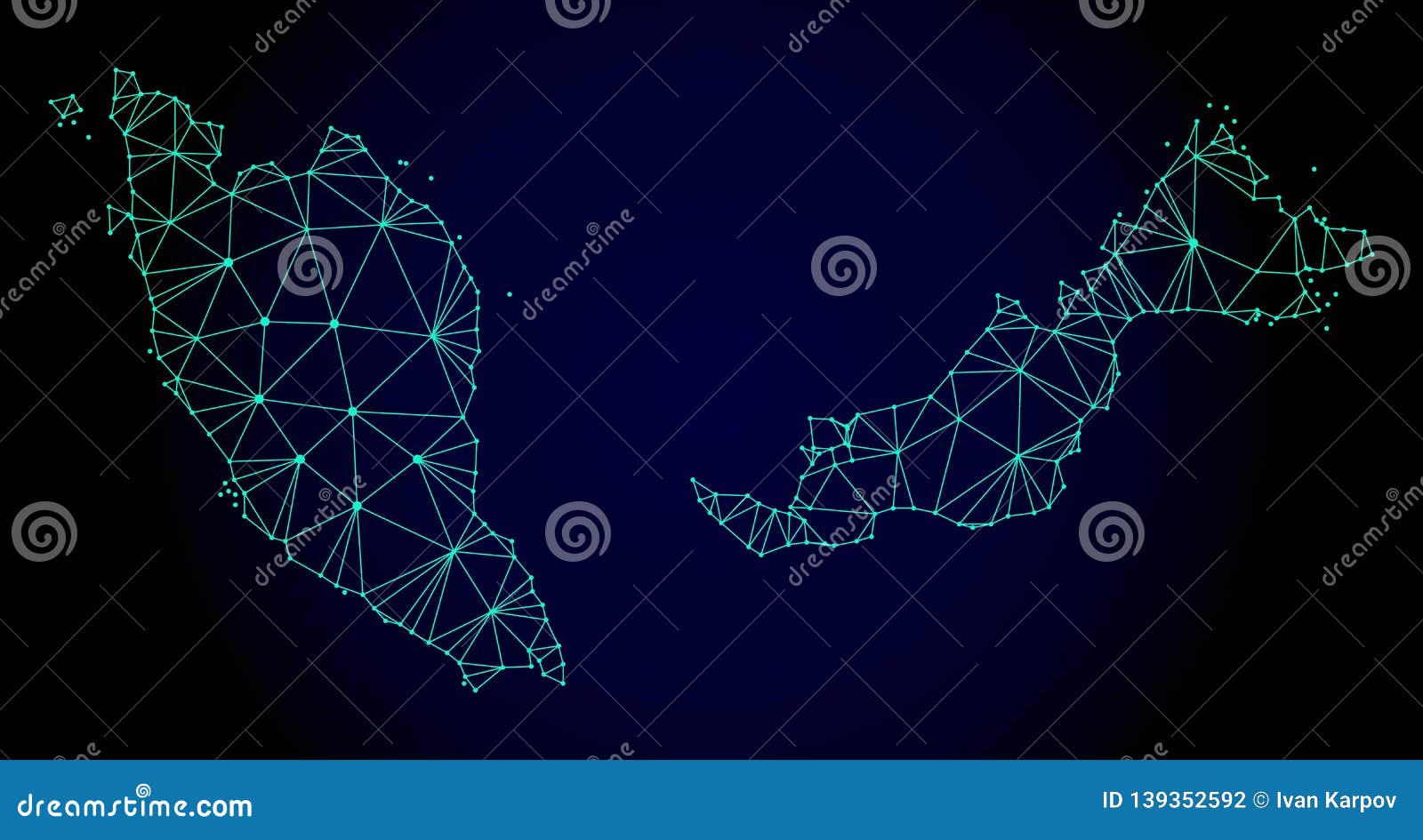 Polygonal 2D Mesh Vector Map of Malaysia Stock Vector - Illustration of ...