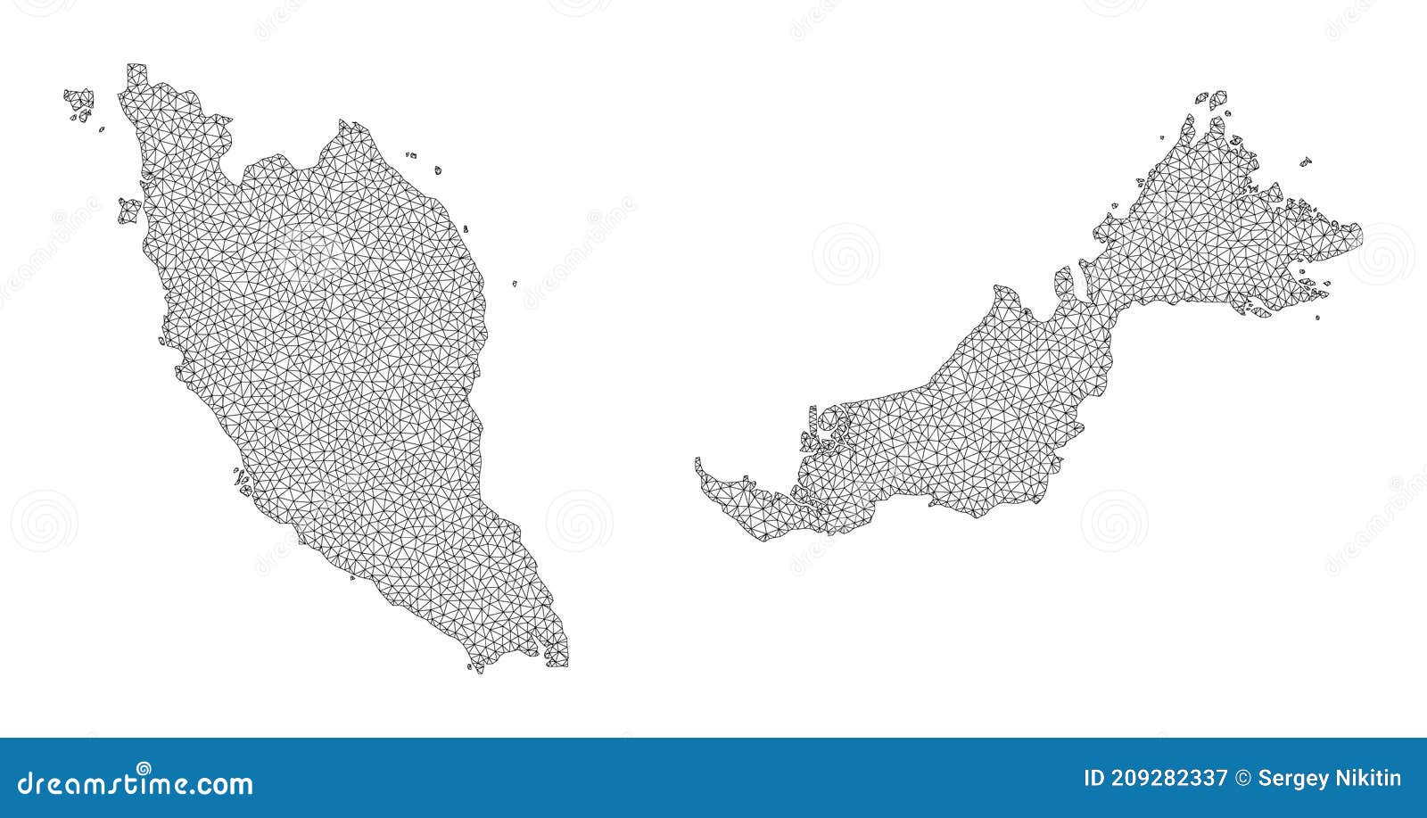 Polygonal Network Mesh High Detail Raster Map of Malaysia Abstractions ...