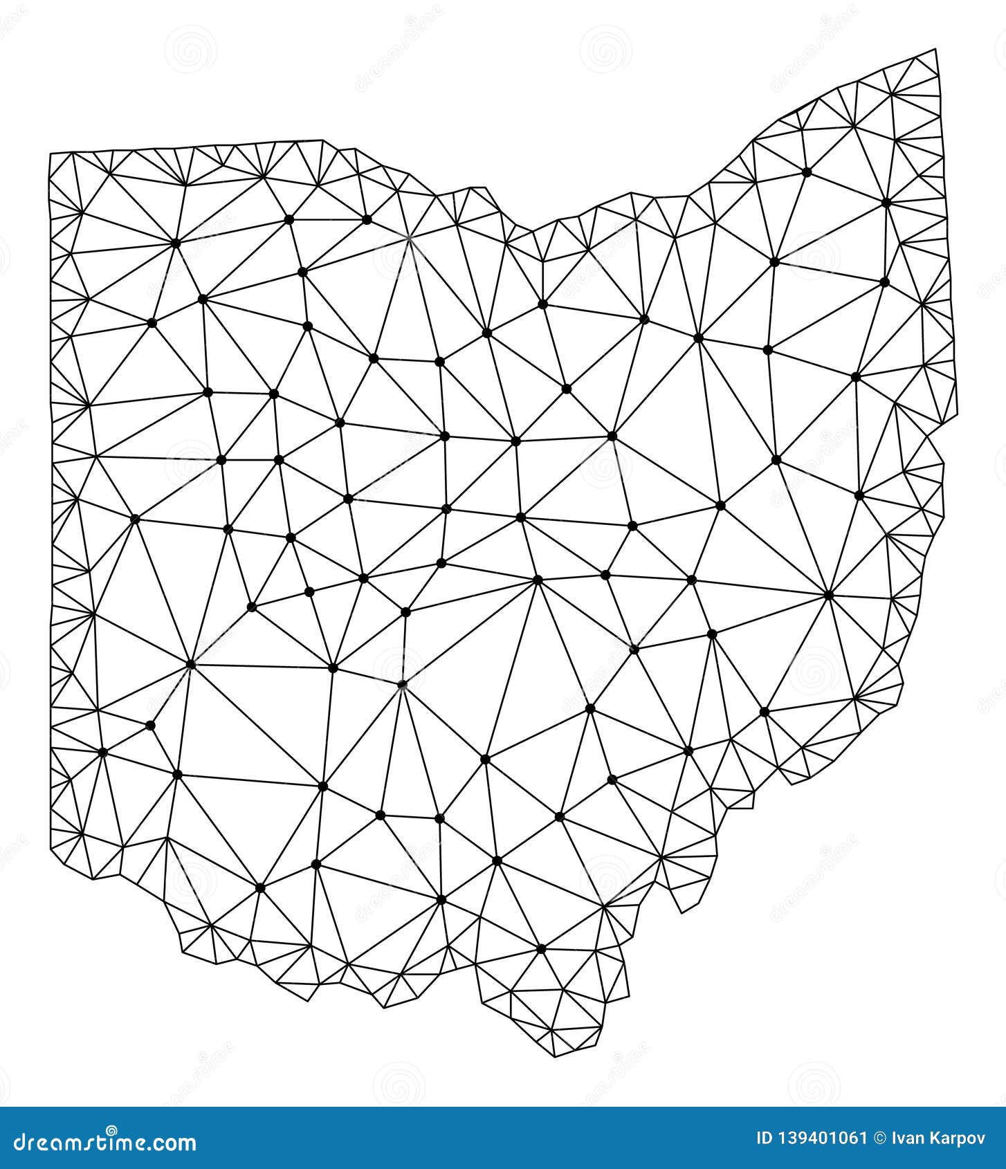 Polygonal Carcass Mesh Vector Map of Ohio State Stock Vector ...