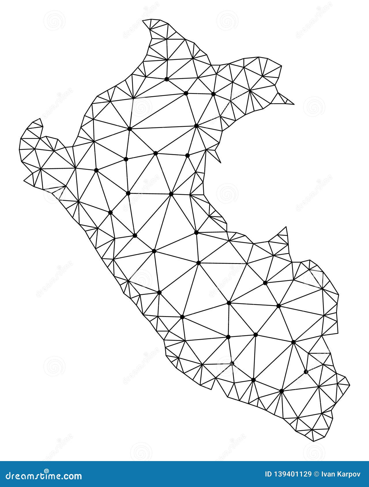 Polygonal 2D Mesh Vector Map of Peru Stock Vector - Illustration of ...