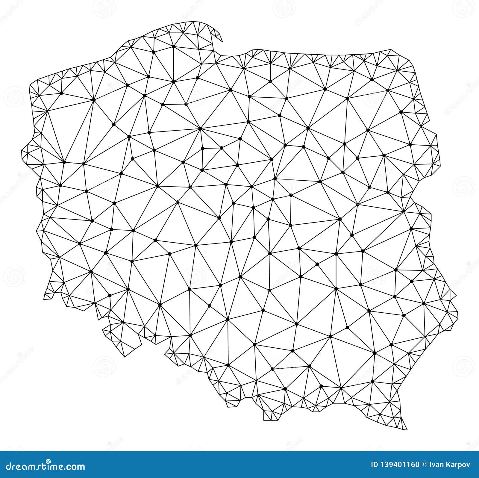 Polygonal Network Mesh Vector Map of Poland Stock Vector - Illustration ...