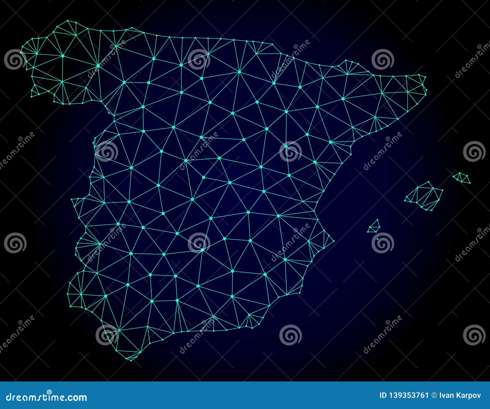 Polygonal 2D Mesh Vector Map of Spain Stock Vector - Illustration of ...