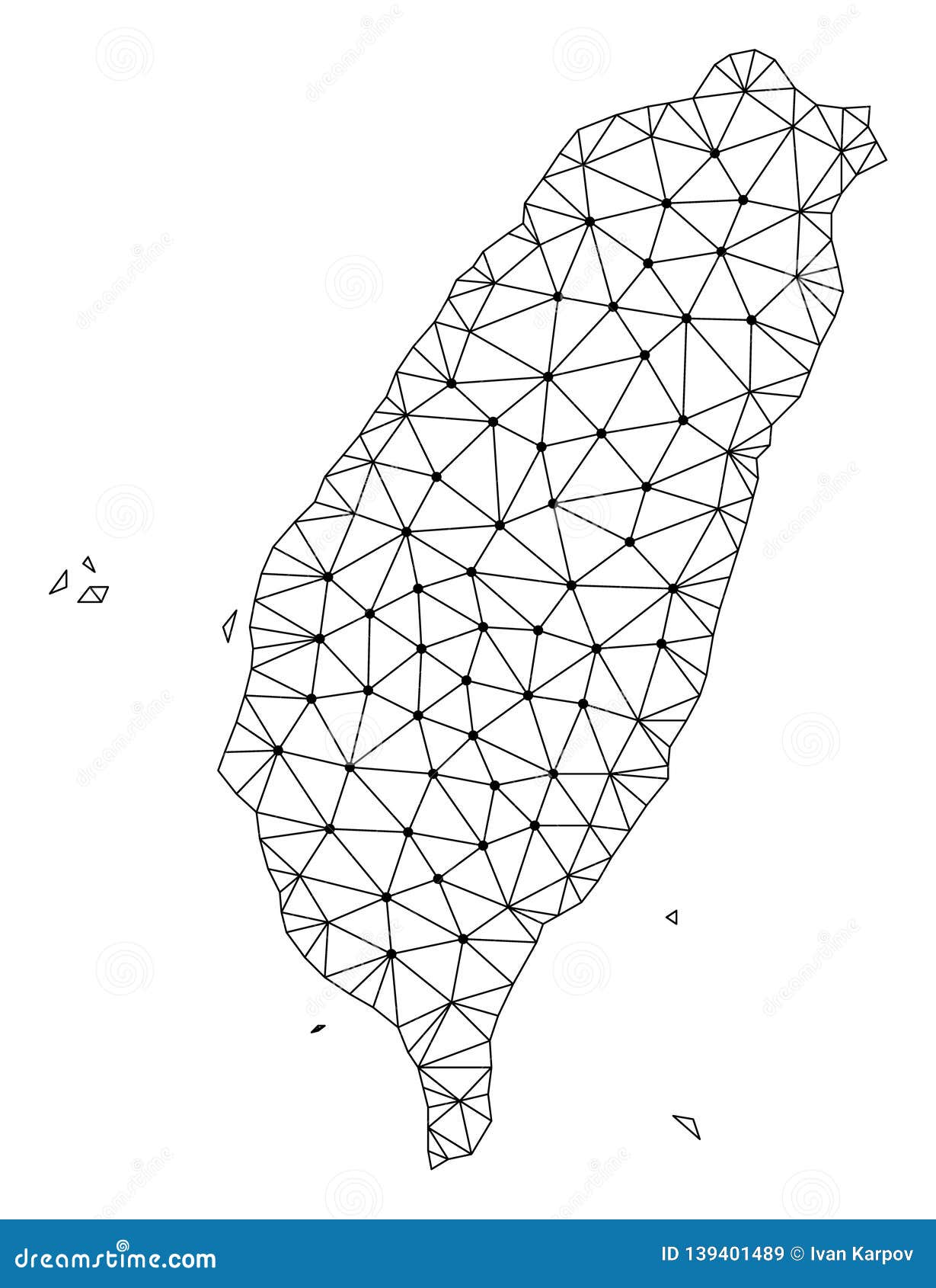 Polygonal 2D Mesh Vector Map of Taiwan Stock Vector - Illustration of ...