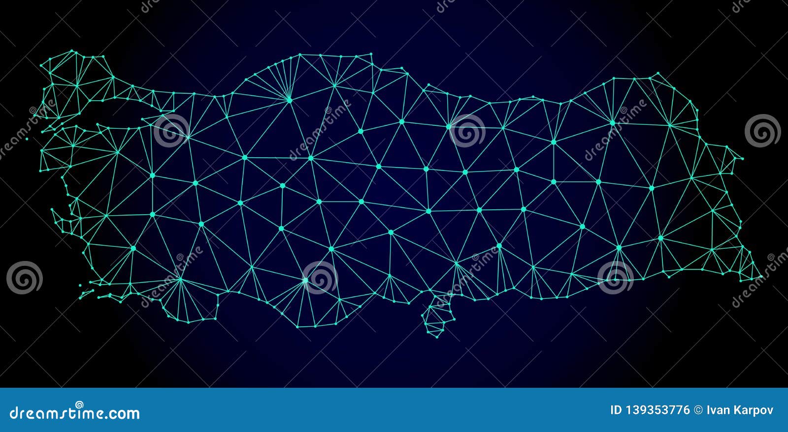 Polygonal Wire Frame Mesh Vector Map of Turkey Stock Vector ...