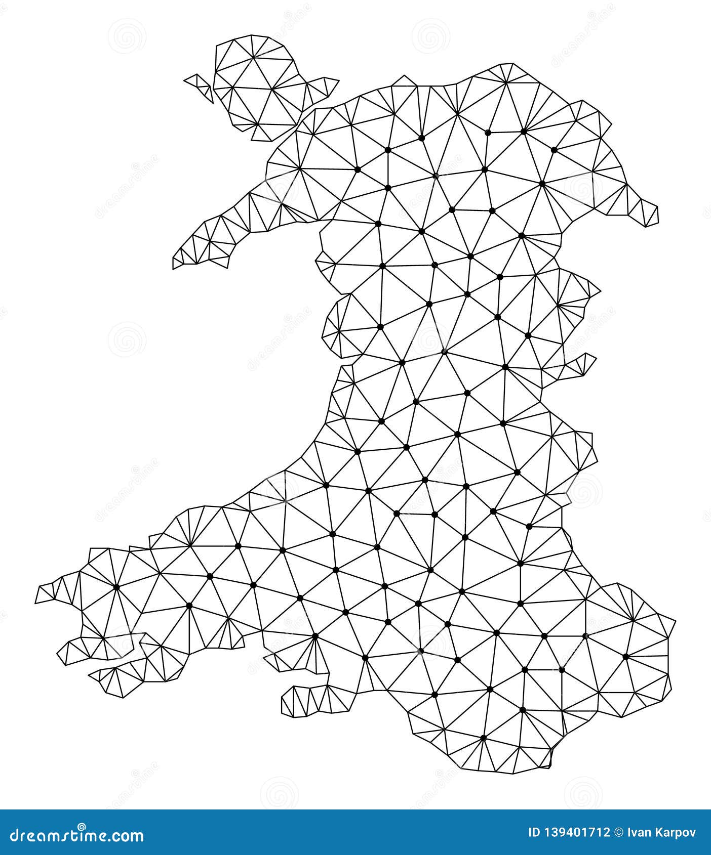 Polygonal 2D Mesh Vector Map of Wales Stock Vector - Illustration of ...