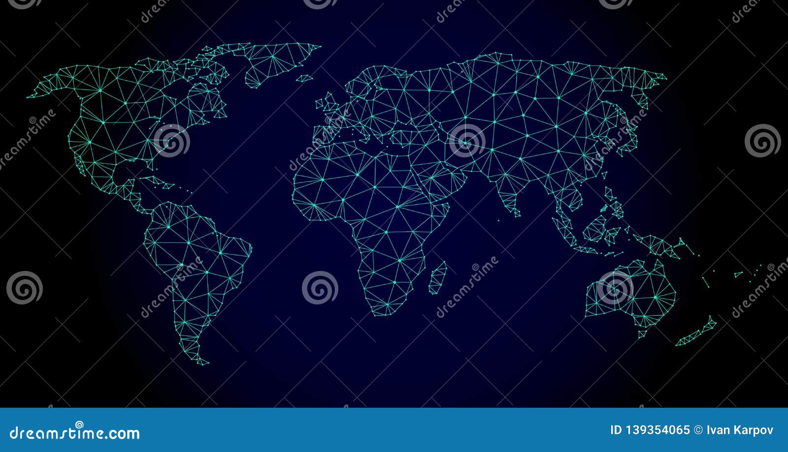 Polygonal Network Mesh Vector Map of World Stock Vector - Illustration ...