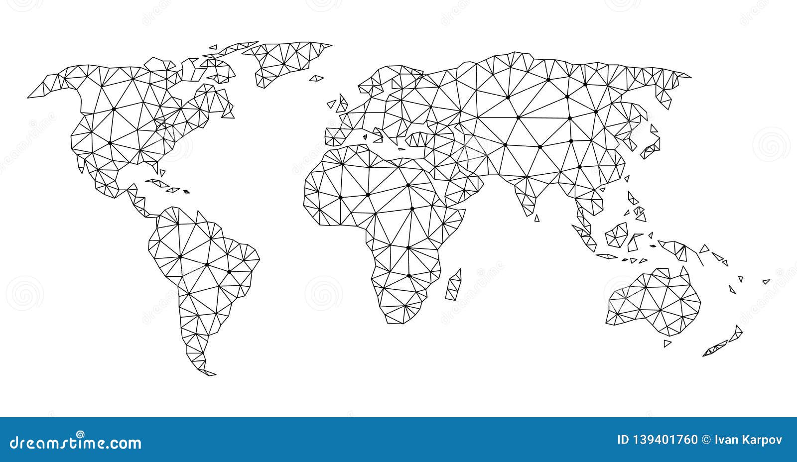 Polygonal Carcass Mesh Vector Map of World Stock Vector - Illustration ...