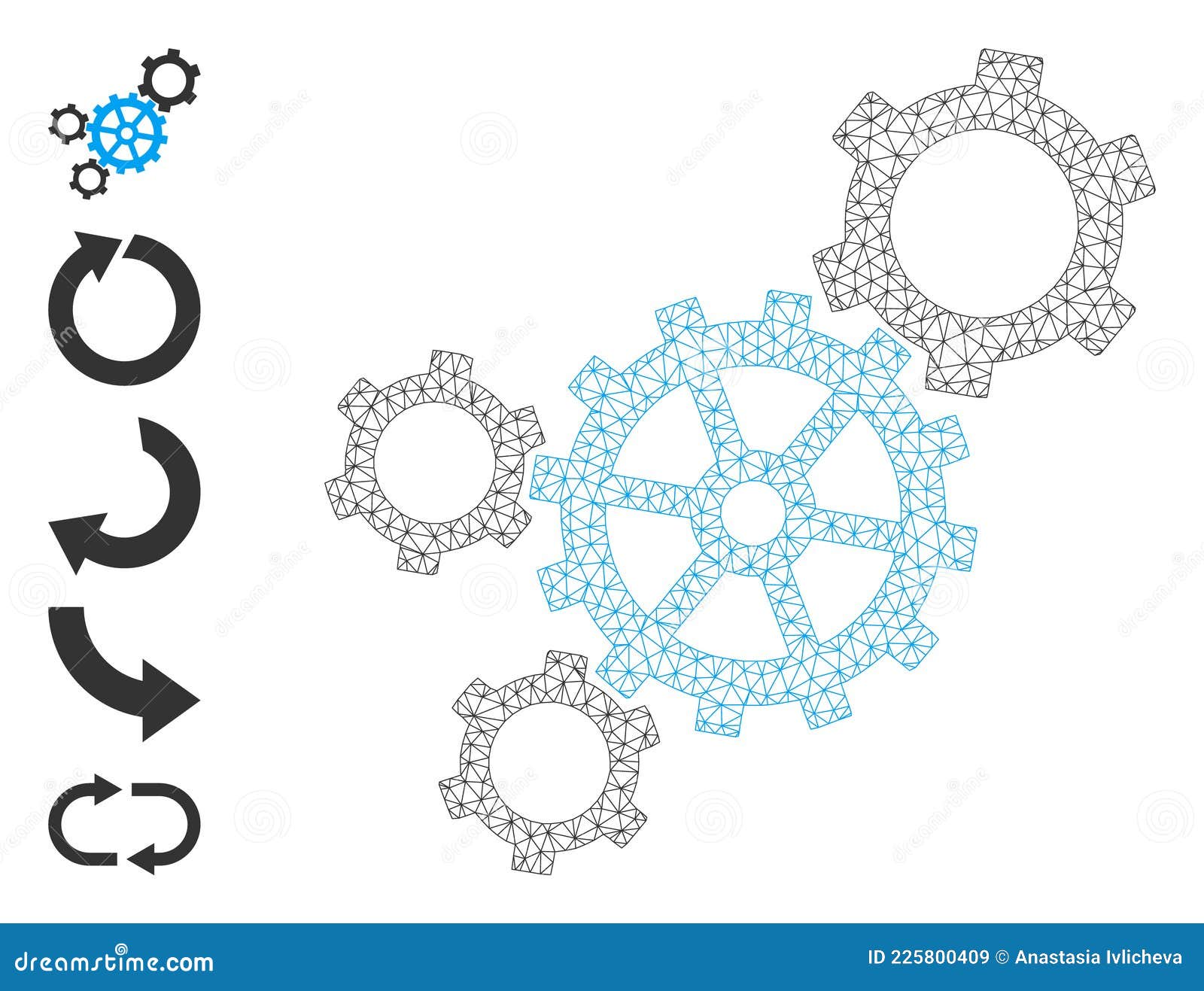 Polygonal Mesh Mechanism Icon with Simple Pictograms Stock Vector ...
