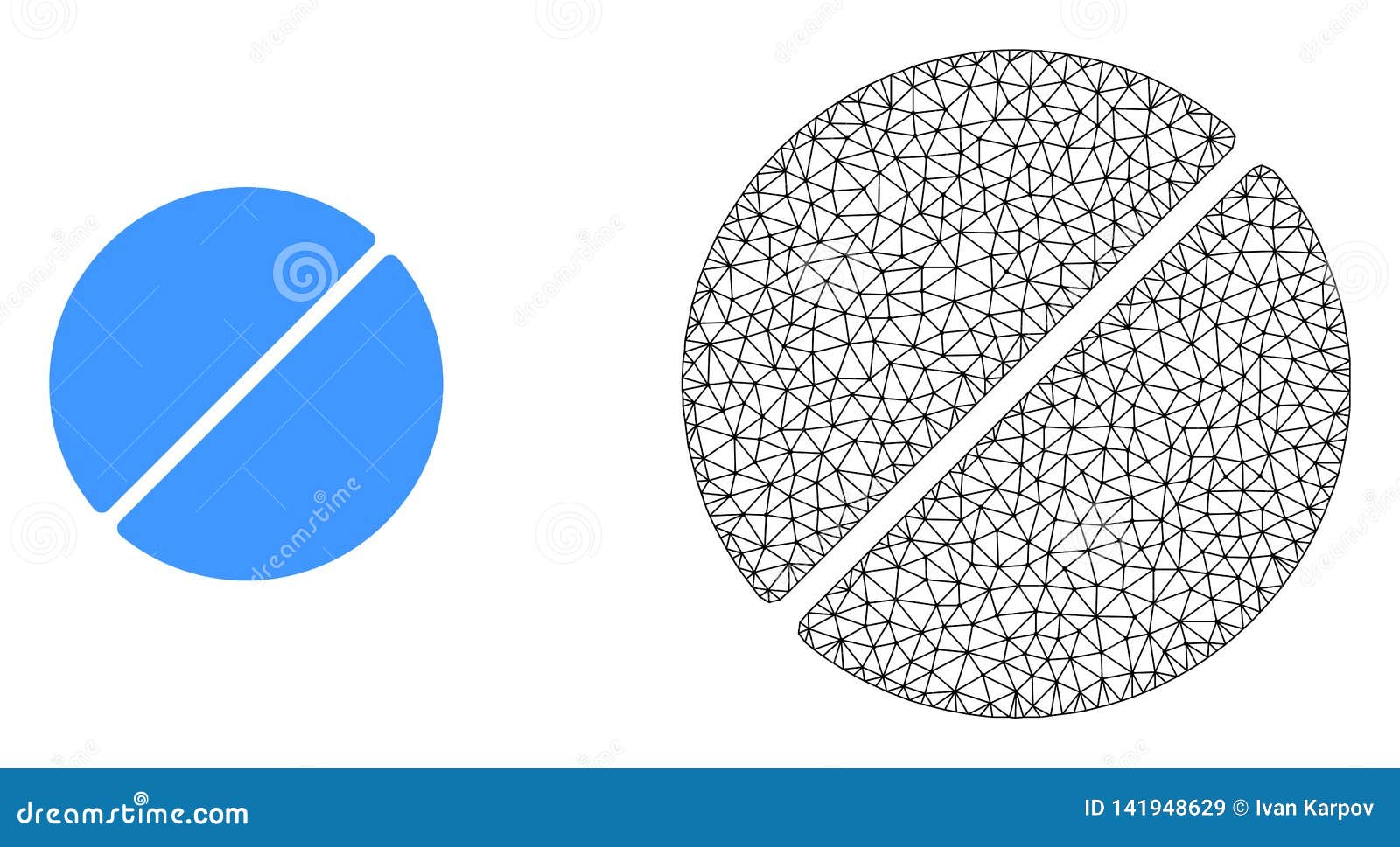 Vector Polygonal Mesh Medication Tablet and Flat Icon Stock Vector ...