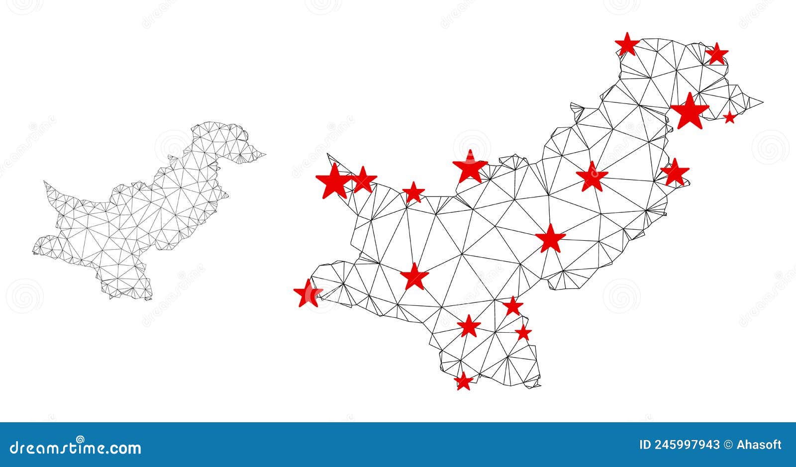 Polygonal Network Mesh Vector Pakistan Map with Stars Stock Vector ...