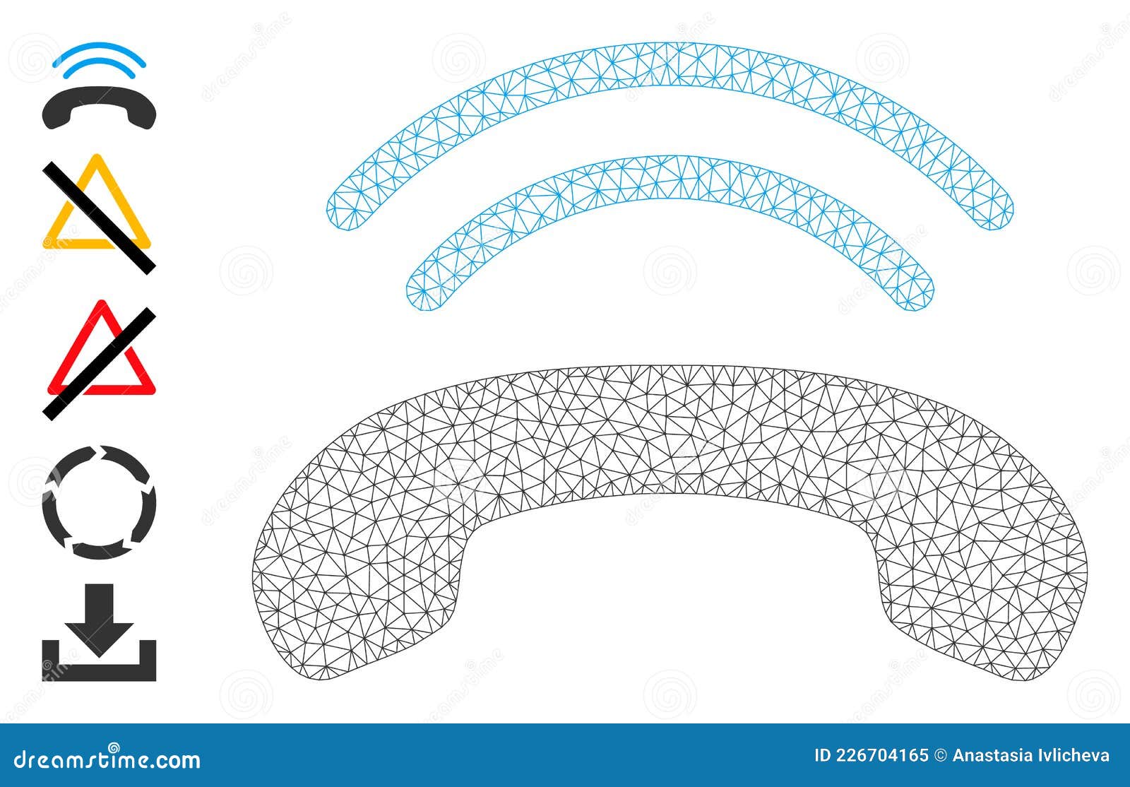 Polygonal Mesh Phone Ring Icon with Simple Glyphs Stock Vector ...