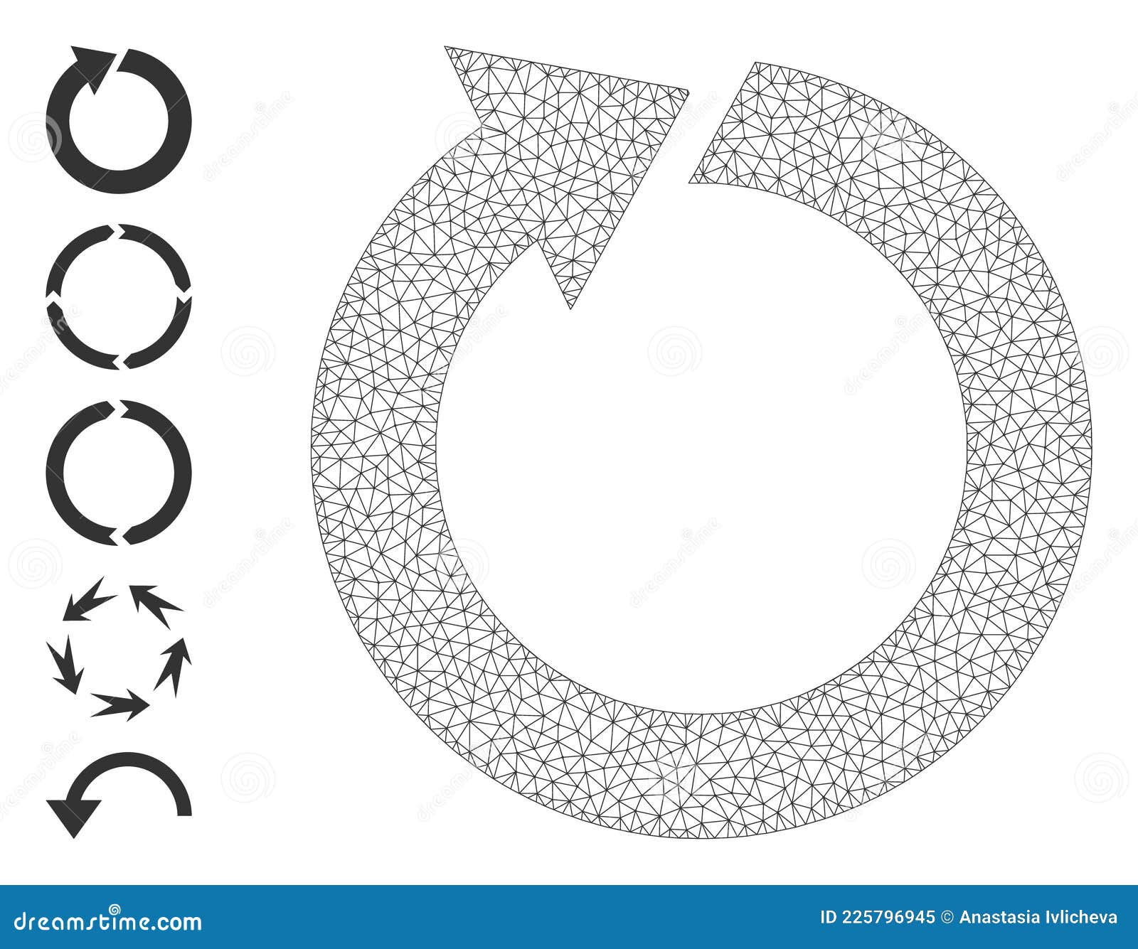 Polygonal Mesh Rotate Icon with Simple Pictograms Stock Vector ...