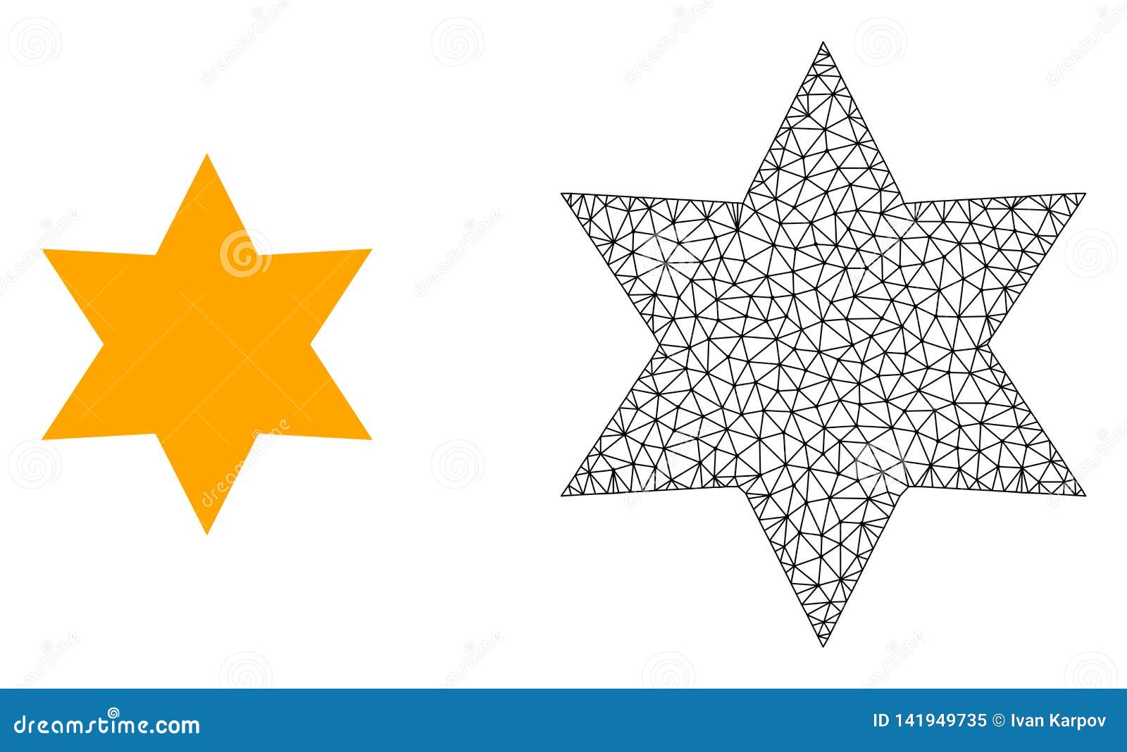 Vector Network Mesh Six Corner Star and Flat Icon Stock Vector ...