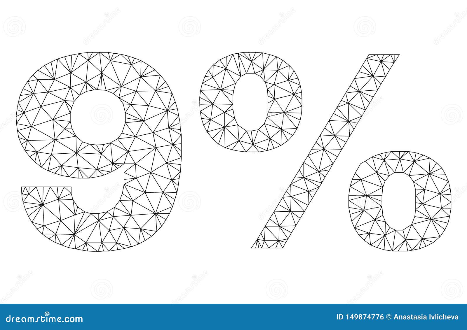 Polygonal Mesh 9 Text Label Stock Vector - Illustration of line, black ...