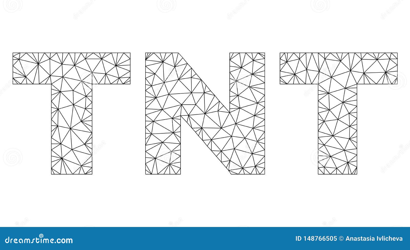 Polygonal Mesh TNT Text Caption Stock Vector - Illustration of contour ...