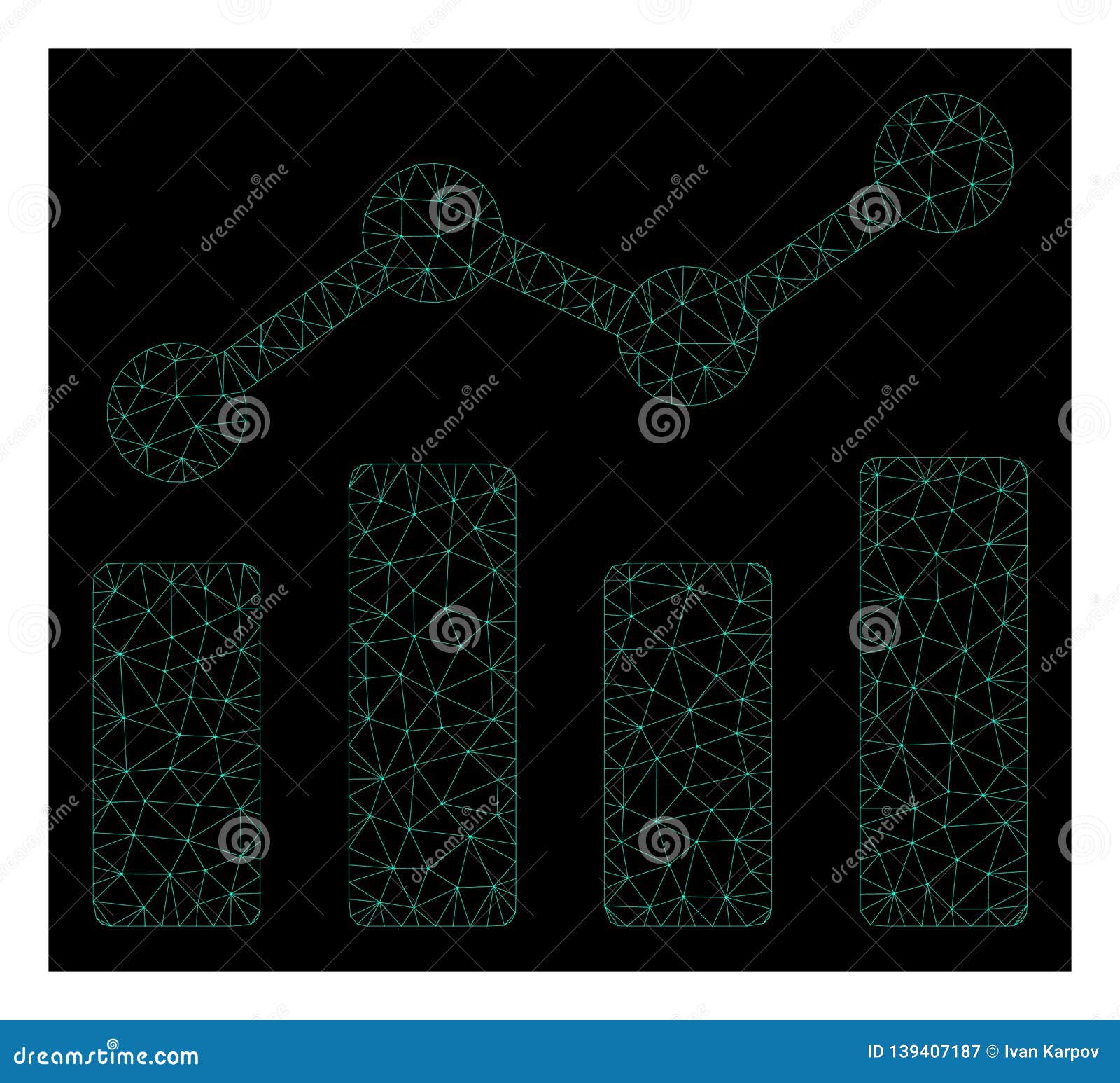 Mesh Trend Chart in Polygonal Carcass Vector Style Stock Vector ... Mesh Trend Chart in Polygonal Carcass Vector Style Stock Vector ...